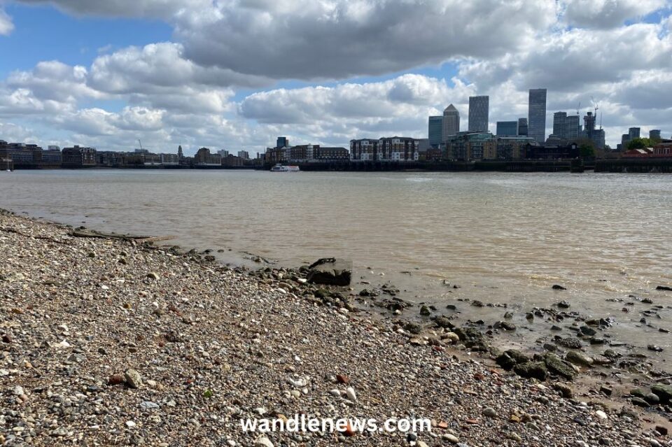 Wapping Beach on the River Thames in London