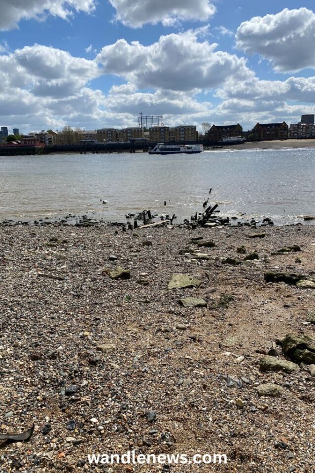 Wapping Beach on the River Thames in London