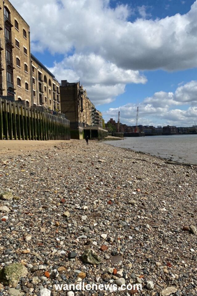 Wapping Beach on the River Thames in London